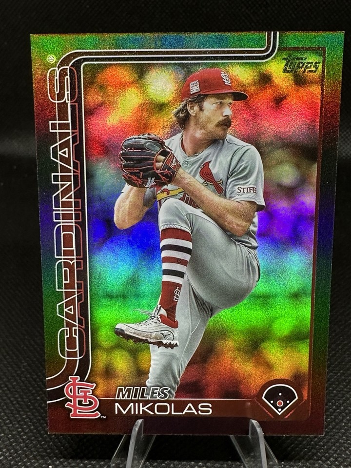 Miles Mikolas 2025 Topps Series 1 Black Rainbow Foil /10 Cardinals #137 ...