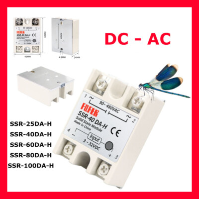 SSR-25/40/60/80/100DA-H Single Phase Solid State Relay DC Control AC 3 ...