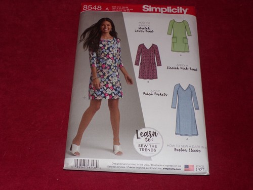🌺 SIMPLICITY #8548-LADIES LEARN TO SEW (4 STYLE) PULLOVER DRESS PATTERN ...