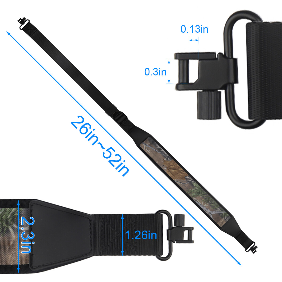 Camouflage Rifle Gun Sling With Swivels Hunting Shoulder Padded Strap ...