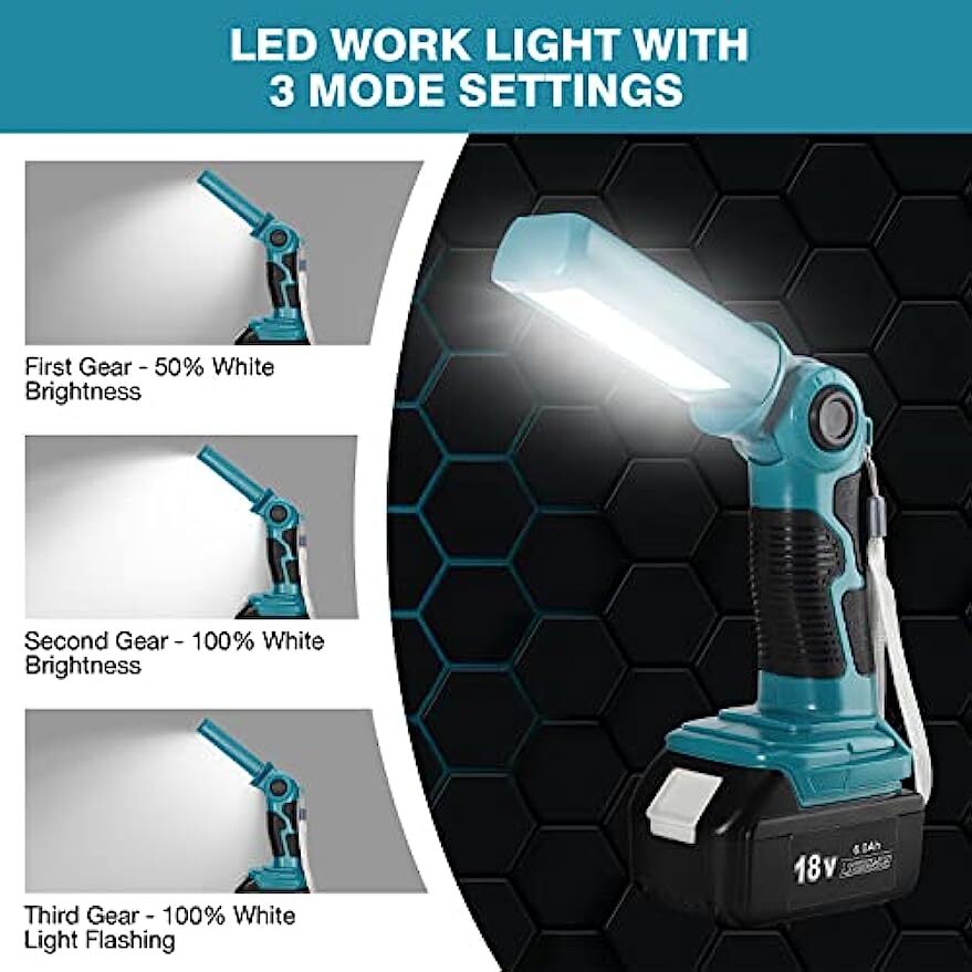1000LM LED Flashlight For Makita 18V Spotlight Work Light Jobsite ...