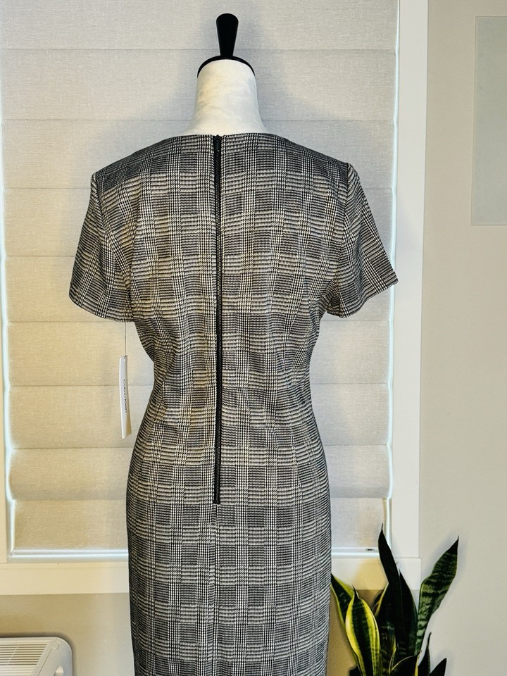 NWT Calvin Klein Women’s Short Sleeve Printed A Line Dress, Sz12, Black ...