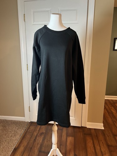 Pact Sweatshirt Dress Black Womens L Long Sleeve Organic Cotton Stretch ...