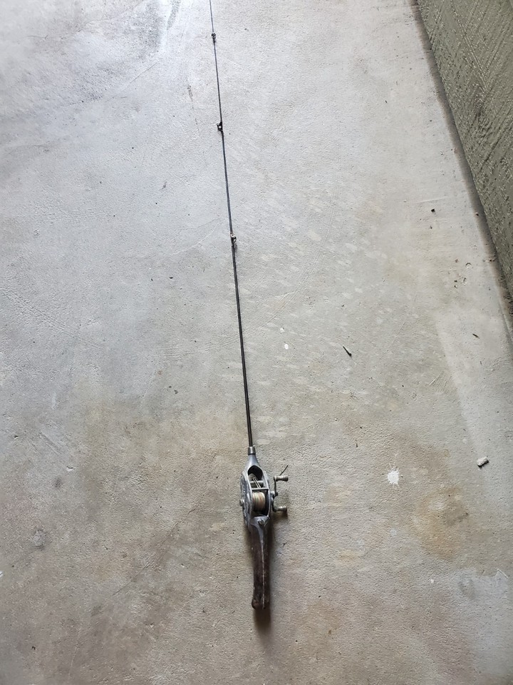 Vtg Hurd Super Caster Fishing Rod/Reel 60” Checkered Walnut Grips ...