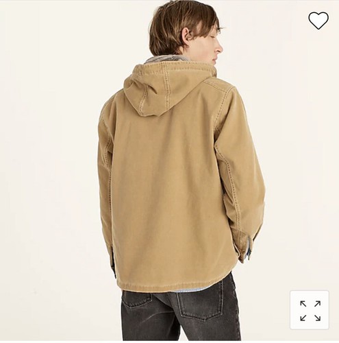 New J Crew Wallace & Barnes Fleece Lined Hooded Canvas Work shirt Size ...