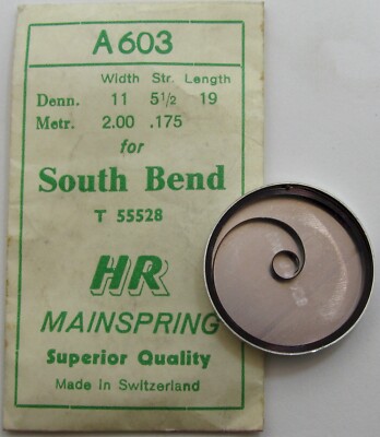 South Bend 12s 55528 T end watch Mainspring 1 piece * blue / brown ...