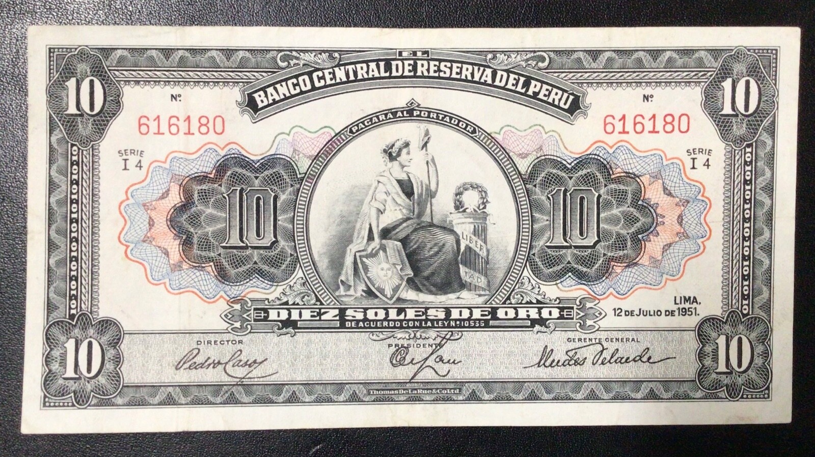 1951 PERU PAPER MONEY - 10 SOLES DE ORO BANKNOTE! | eBay