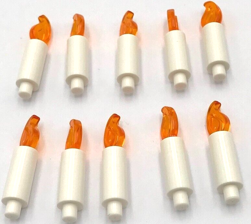 Lego 10 New Candles Trans-Orange Flame Parts | eBay