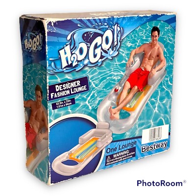 NEW H2O Go Bestway Pool Lounge w/ cup holder Gray Floatie Inflatable ...