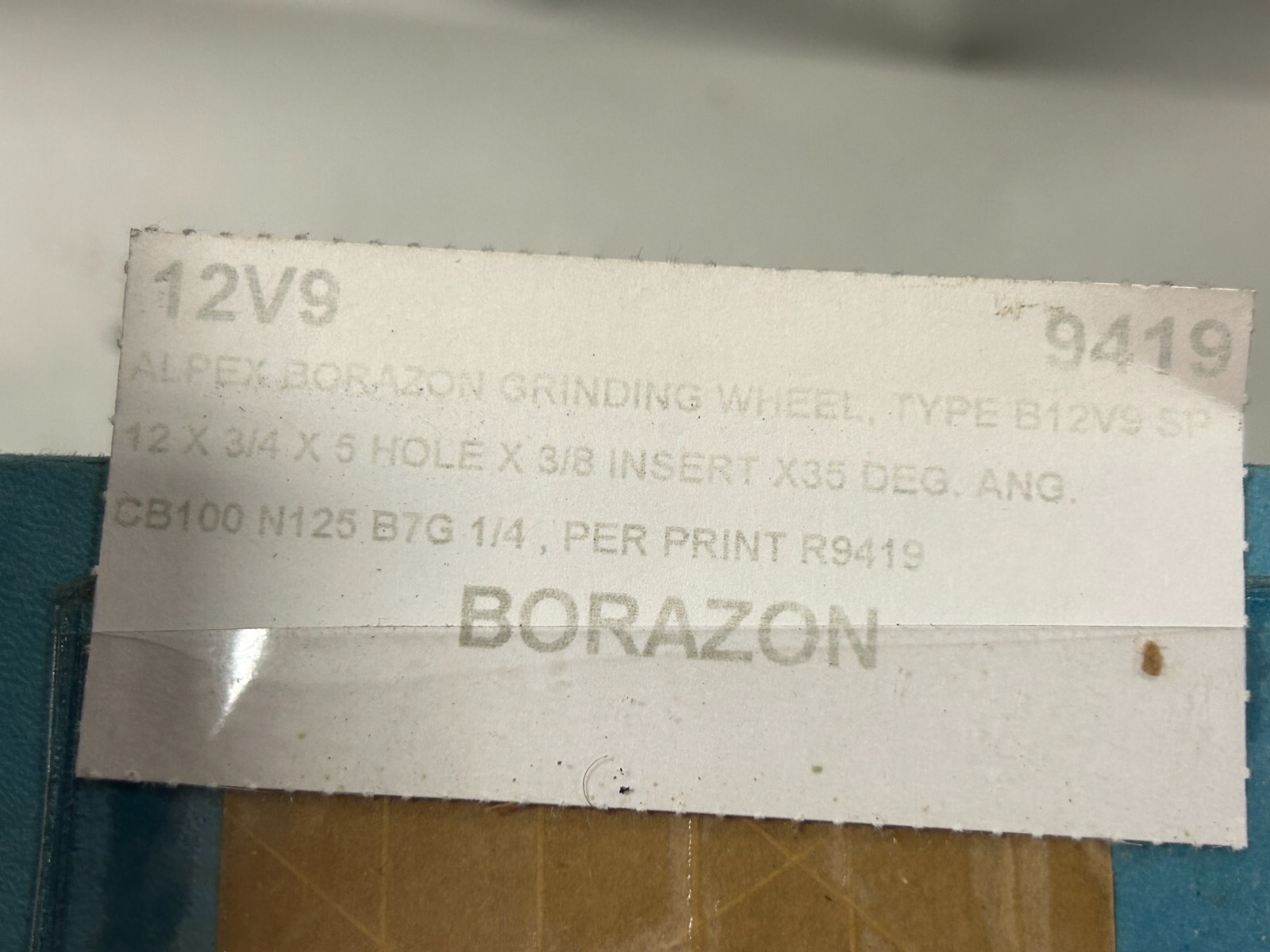 1 NOS Unused Borazon GRINDING WHEEL -USA 12" x 3/4" x 5" 3/8 Insert 35 ...