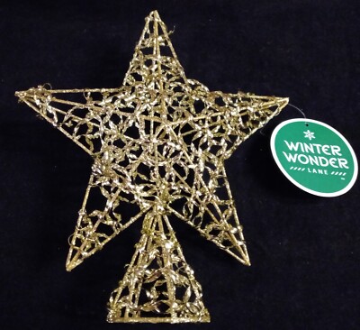 NWT Winter Wonder Christmas Tree Topper-Metallic Gold Twine on Hollow ...