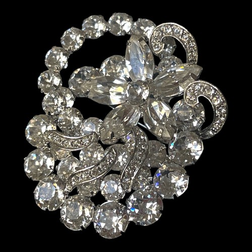 Vintage Weiss Rhinestones Brooch Pin Ice Clear Large Flower | eBay