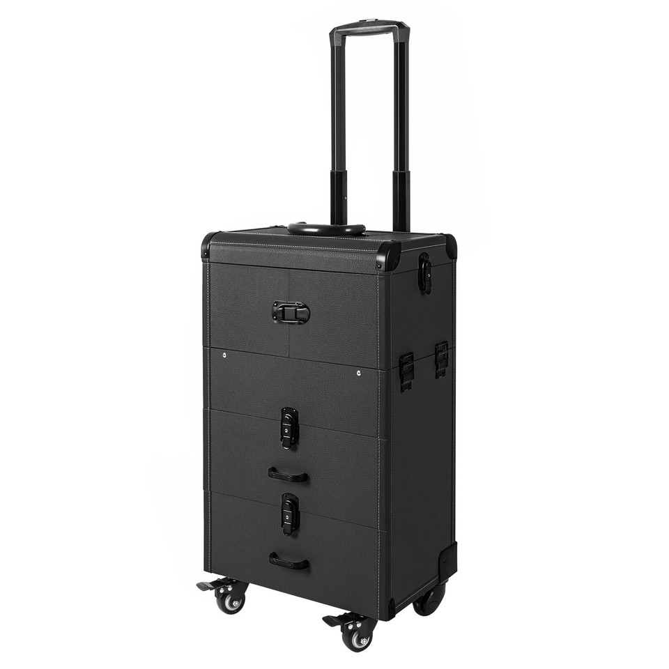 Rolling Makeup Travel Case Nail Tech Suitcase Cosmetic Train Case on ...