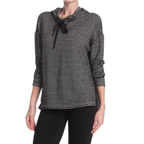 Max Studio Women's Hi-Low Hooded Tunic In Black & White Small MSRP $88 ...