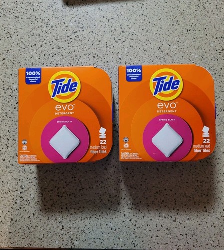 2 Tide Evo Laundry Detergent Tiles 22 Ct Spring Blast Concentrated ...