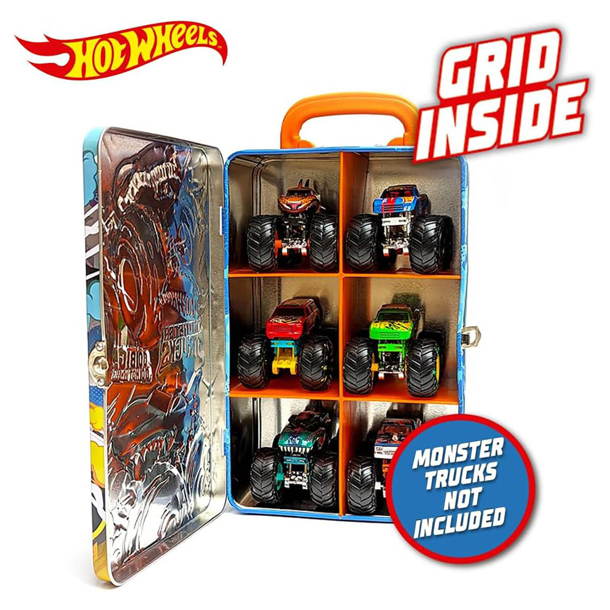 Hot Wheels Monster Truck Storage Tin Carry Case for Monster Trucks ...