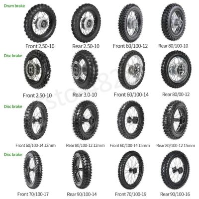 Pit Dirt Bike Disc/Drum brake Wheel Rim Tire 10'' 12'' 14'' 16'' 17 ...
