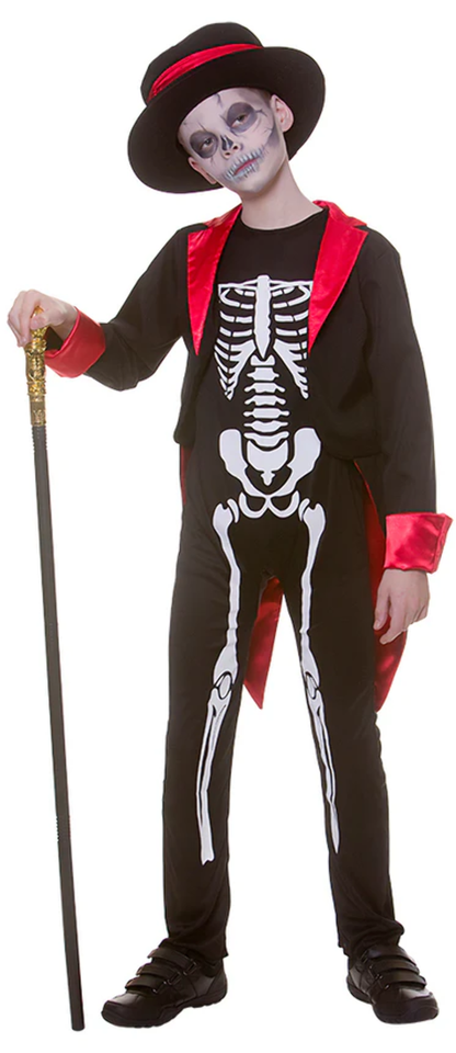 Skeleton Boys Costume Kids Lycra Skin Suit Halloween Fancy Dress NInja ...