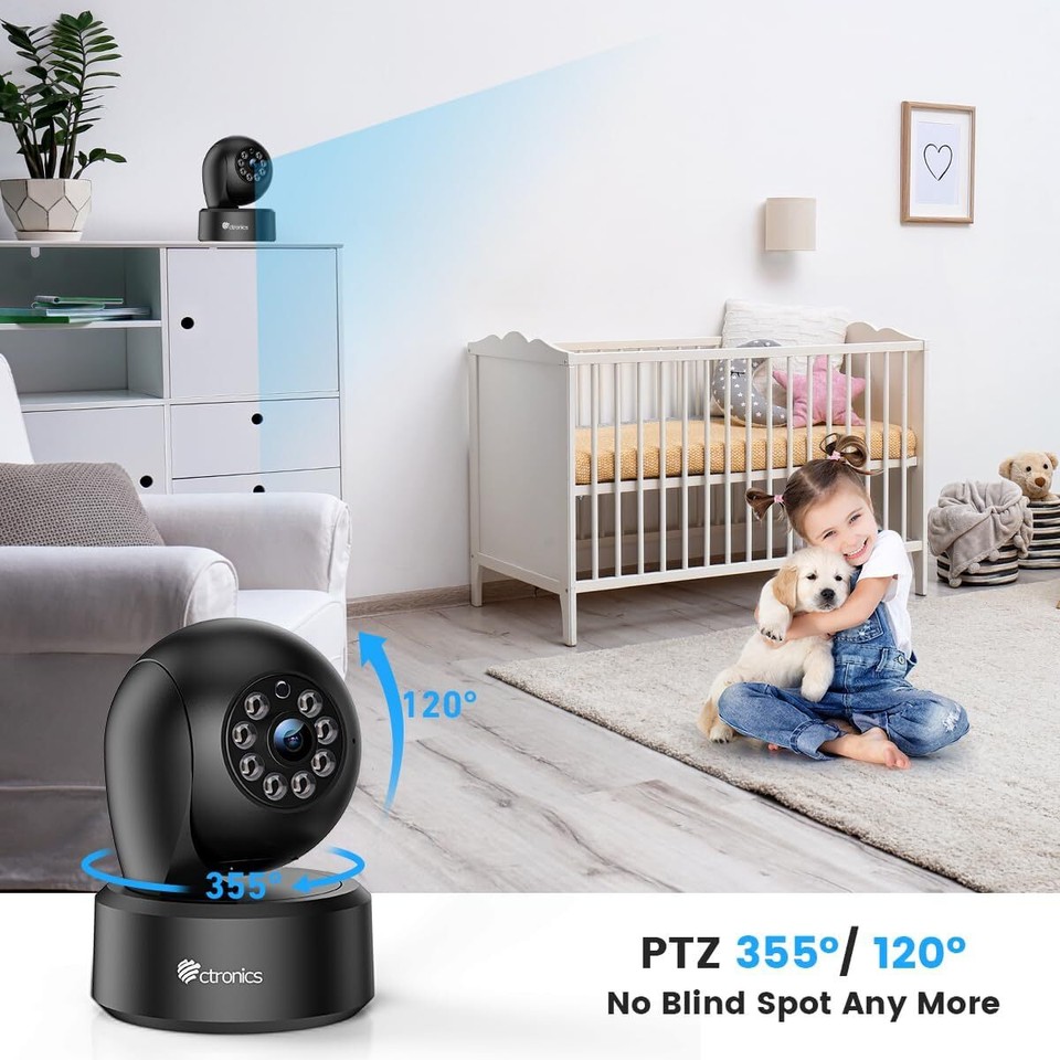 Ctronics 4MP Indoor Security Cameras 4 Pack, 5Ghz/2.4Ghz WiFi PTZ ...