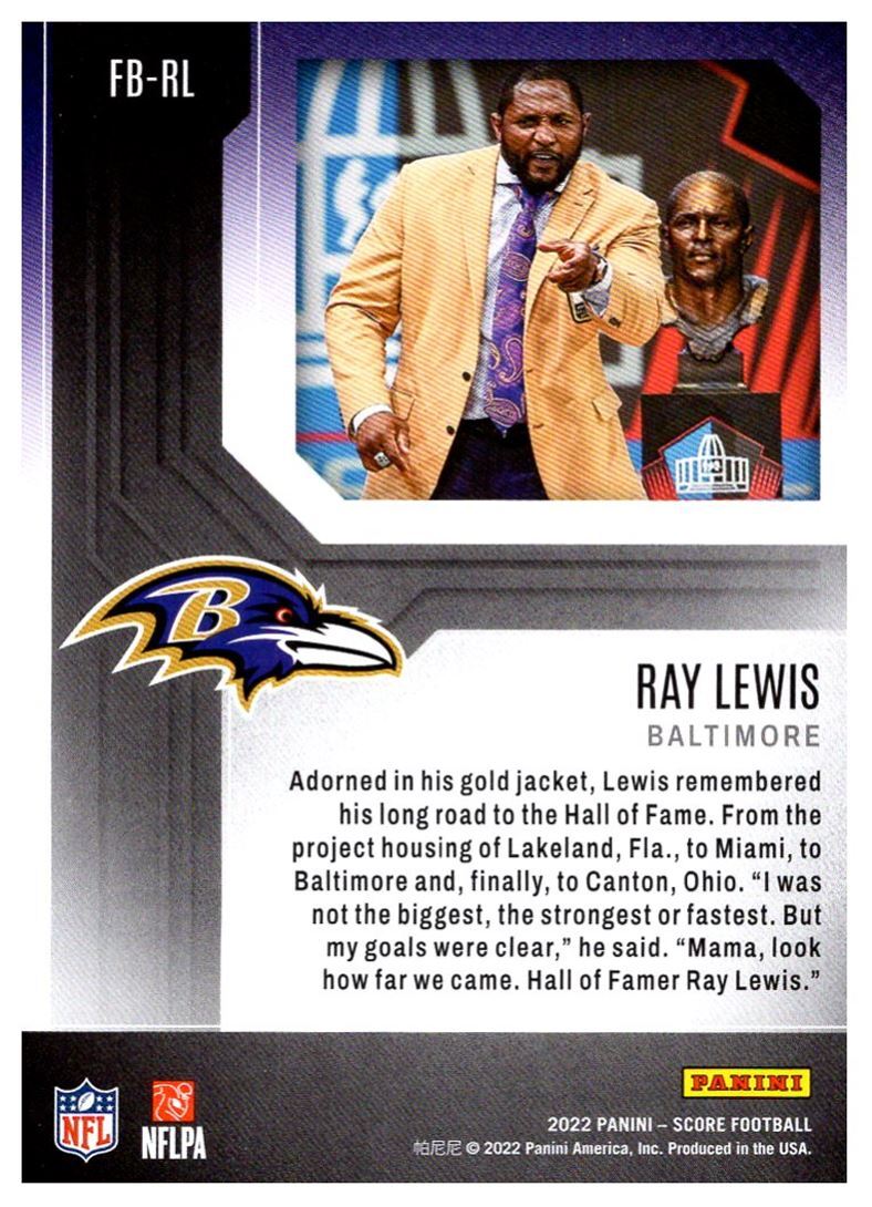 2022 Panini Score First Ballot Ray Lewis Baltimore Ravens #FB-RL | eBay