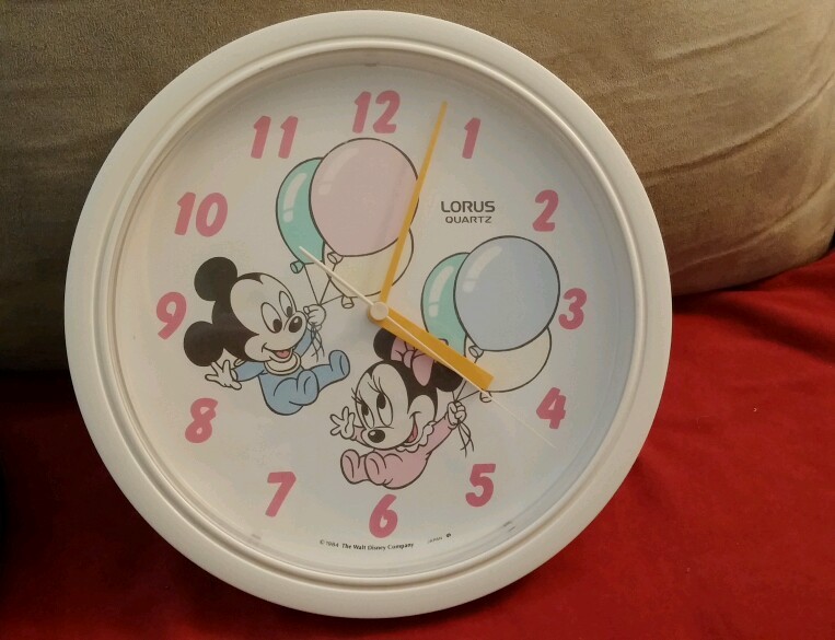 Vintage 1984 Disney Baby Mickey Mouse & Minnie Lorus Quartz Nursery ...