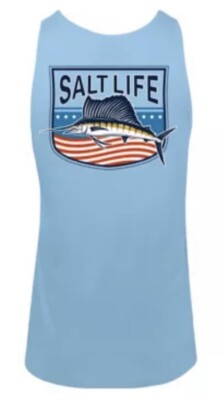 SALT LIFE SKY BLUE "FREEDOM SAIL" Tank Top Fish-Surf-Dive MENS 3X ...