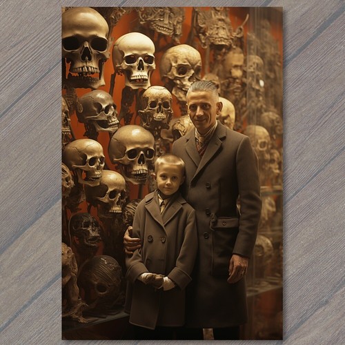 13x19" Weird Creepy Skull Skeleton Display Dad Boy Halloween Kid ...