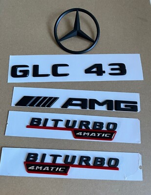 Matte Black Red GLC43 AMG Biturbo 4Matic Sticker Emblem Badge for GLC43 ...