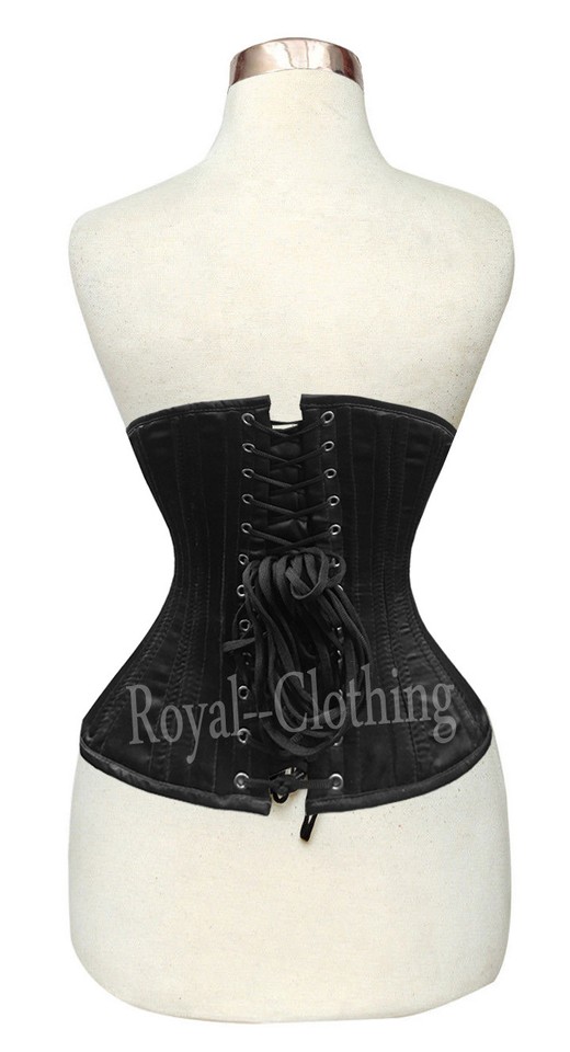 Heavy Duty 26 Double Steel boned Tight Lacing Under Bust Satin Corset ...