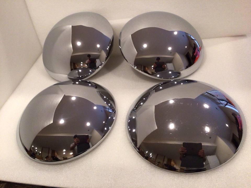 10 1/4" CHROME STEEL BABY MOON HUBCAPS SET OF 4,GREAT SHINE, NICE ITEM ...