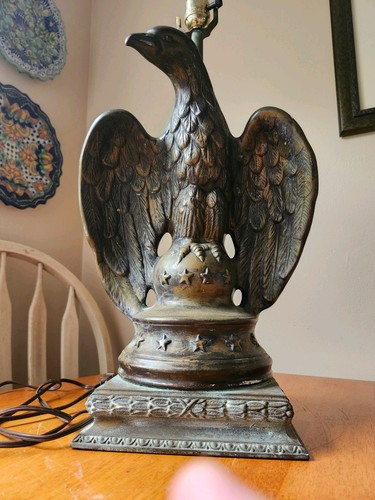 Vintage American Eagle Patriotic Table Lamp Ceramic Military Stars ...