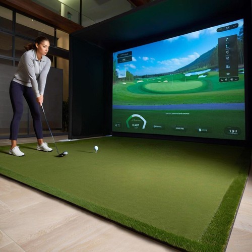 Golf Simulator Enclosure Cage with HD Projection Screen Aluminum Frame ...