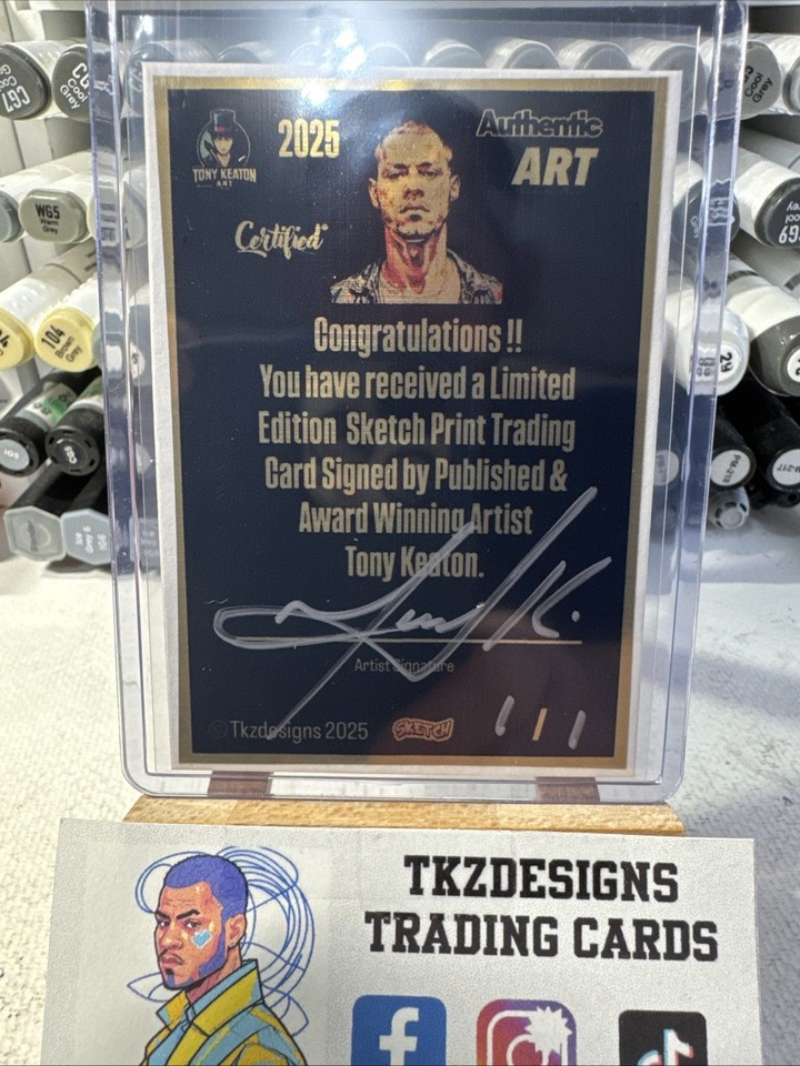 2025 Tkzdesigns WWF WWE Kane Sketch Gold Card Print #1/1 Signed By ...