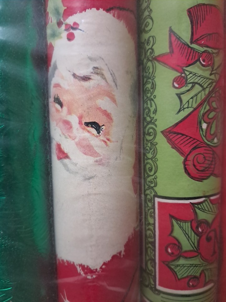 NOS Vintage Christmas Wrapping Paper Rolls Lot of 10 Holiday Designs ...
