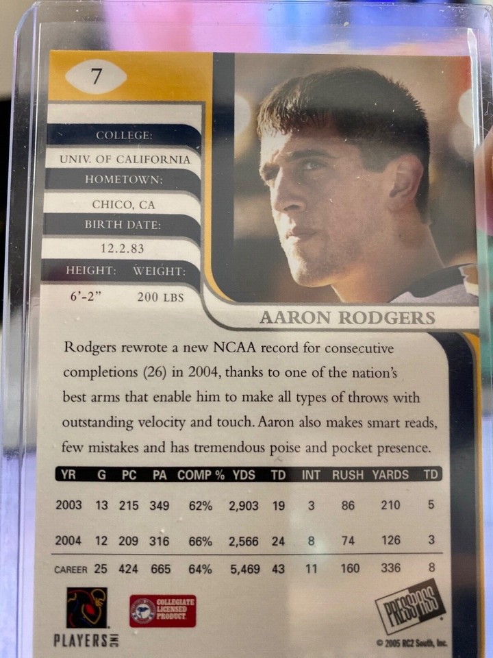 2005 Press Pass - AARON RODGERS - Rookie Card #7 - GREEN BAY PACKERS | eBay