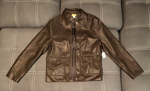New Disney Indiana Jones PU Leather Jacket XS Snap Buttons +Map 2025 ...