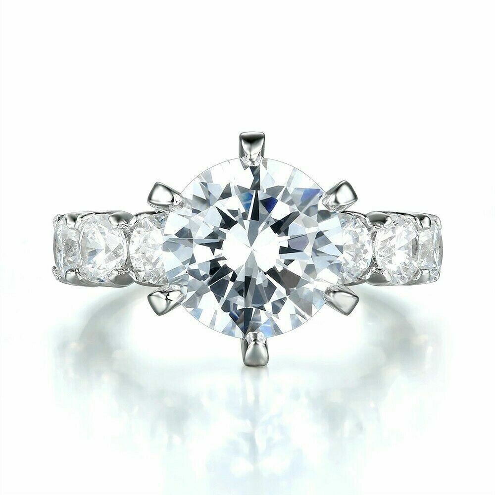 5Ct Simulated Diamond Wedding Engagement Ring 14k White Gold Plated ...