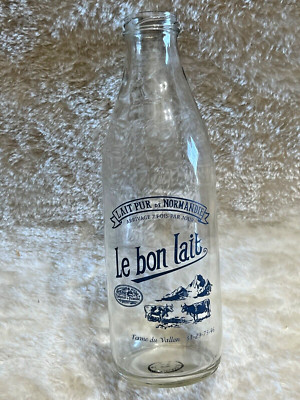 French Lait Pur de Normandie Le bon Lait Milk Bottle Vintage Glass ...