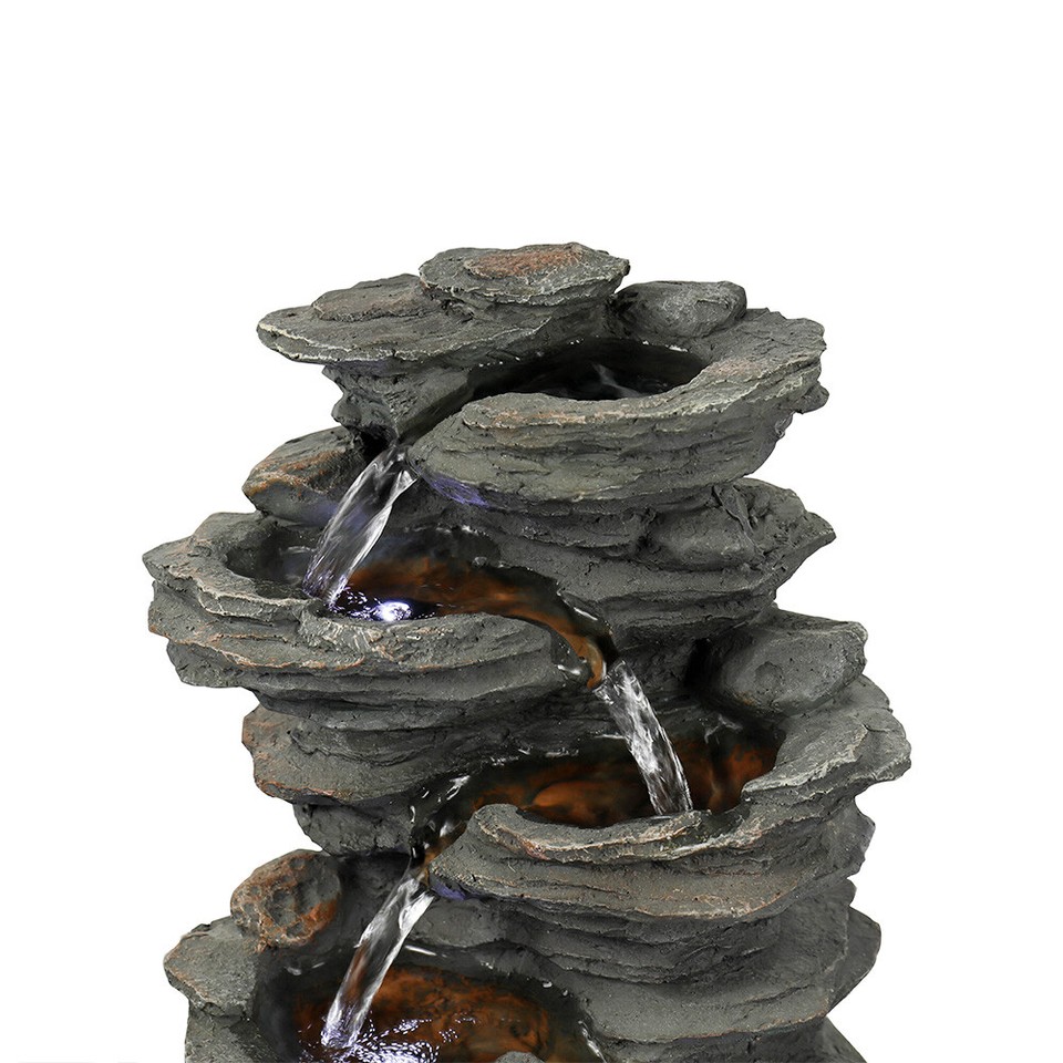 5-tier Indoor Waterfall Fountains Cascading Water Feature Desk Living ...