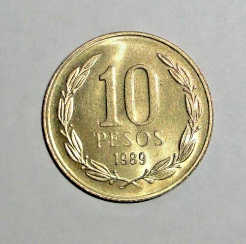 1989 Chile 10 pesos Coin "Chilena" Female Angel Wearing Broken Shackles ...