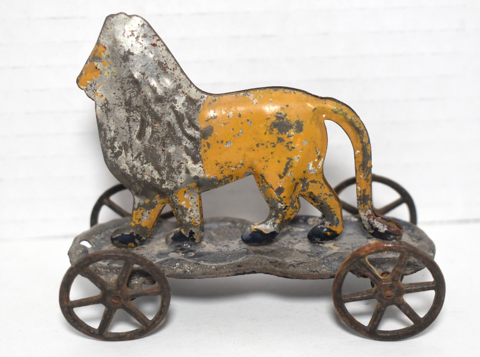 RARE Vintage Antique Early Circus Tin Lion Pull Toy on Platform Cart | eBay