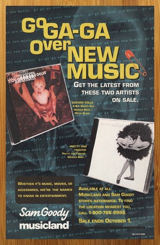 1995 Goo-Goo Dolls/Pretty and Twisted Print Ad/Poster Sam Goody CD LP ...
