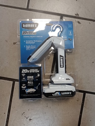 HART 20-Volt LED Folding Project Light Kit (1) 20-Volt 1.5Ah Lithium ...