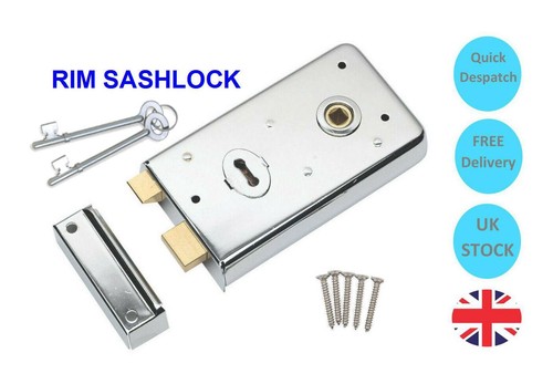 Rim Sash Lock Narrow 140x 75mm DOUBLE HANDED Black, Chrome, Brass Gate ...