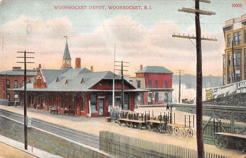 Woonsocket Rhode Island Woonsocket Depot Train Station Vintage Postcard ...