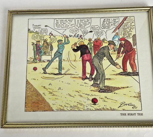 Clare Briggs Golf Cartoon "The First Tee" Framed Humor | eBay