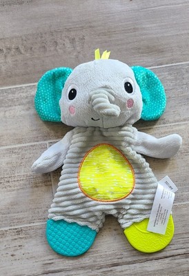 Bright Starts Snuggle & Teethe Gray Elephant Plush Teething Toy Crinkle ...