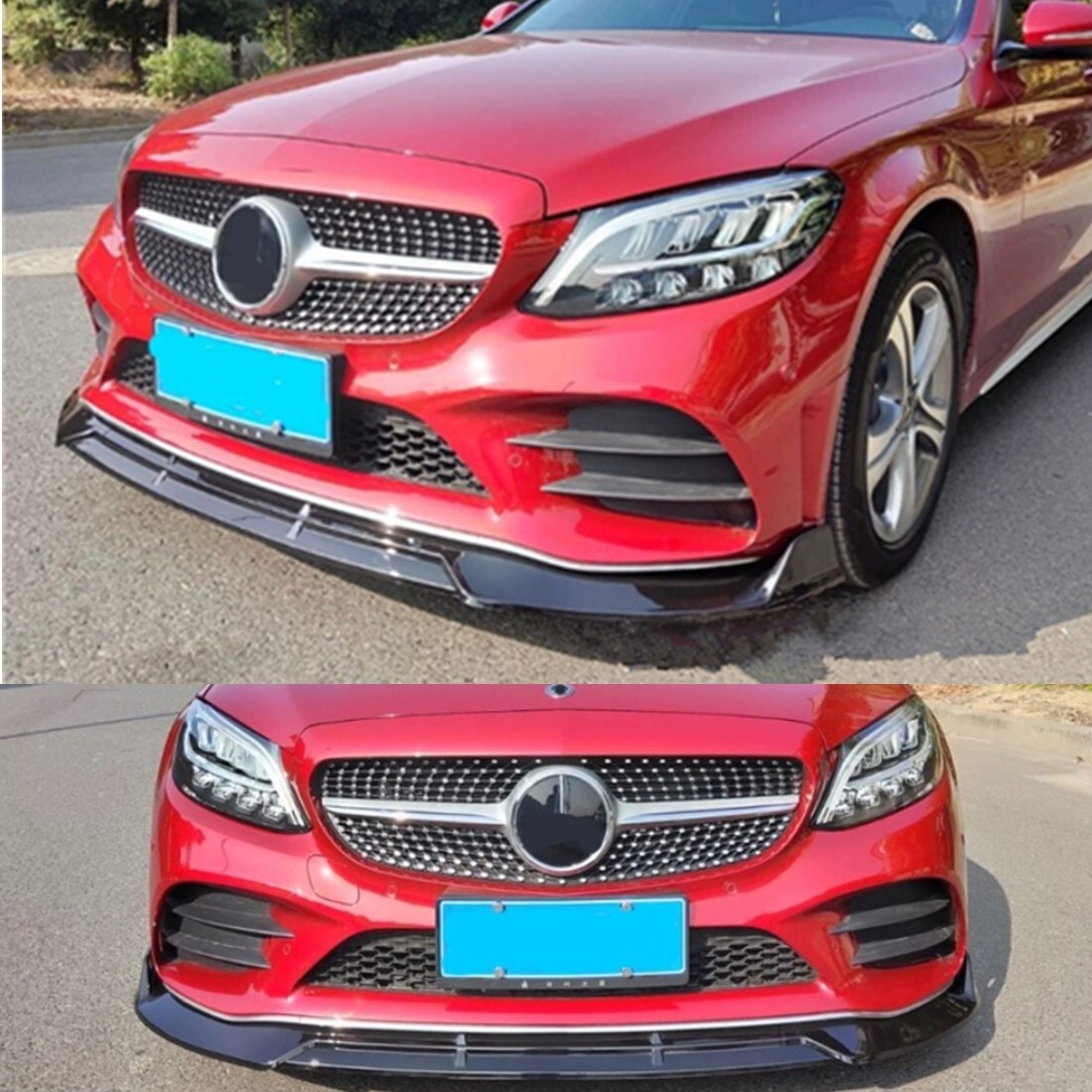 For Mercedes C-Class Saloon W205 AMG Line 2018-21 Front Lip Splitter ...