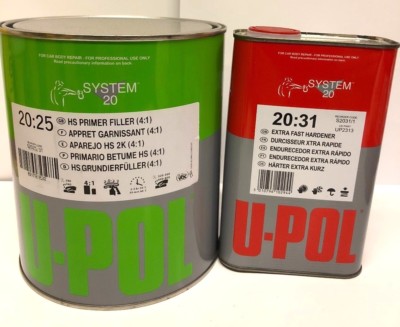 U-pol 2K High Build GREY 4Ltr Car Primer S2025 3L+1Ltr EXTRA FAST ...