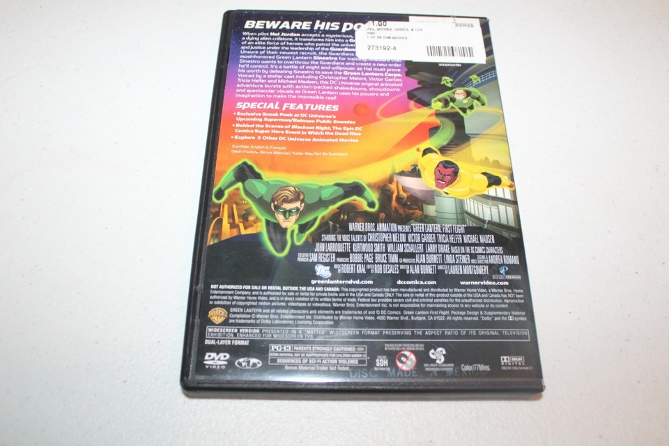 Green Lantern: First Flight (DVD 2009) Christopher Meloni, DC Universe ...